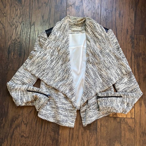 Alice + Olivia | Jackets & Coats | Alice Olivia Whiteblack Tweed Open ...